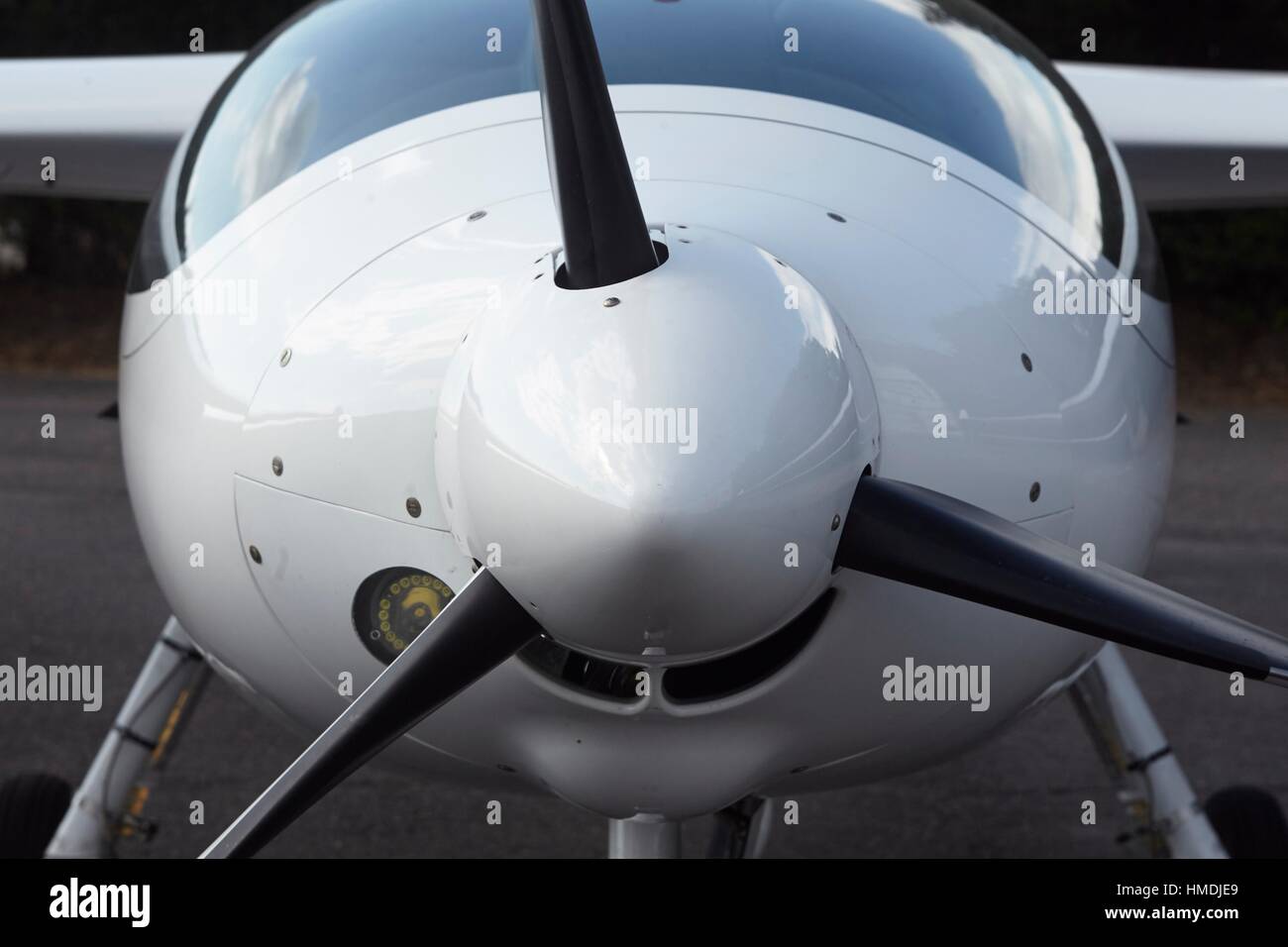 Ultralight aircraft engine in a hangar, Lugo, Spain Stock Photo - Alamy