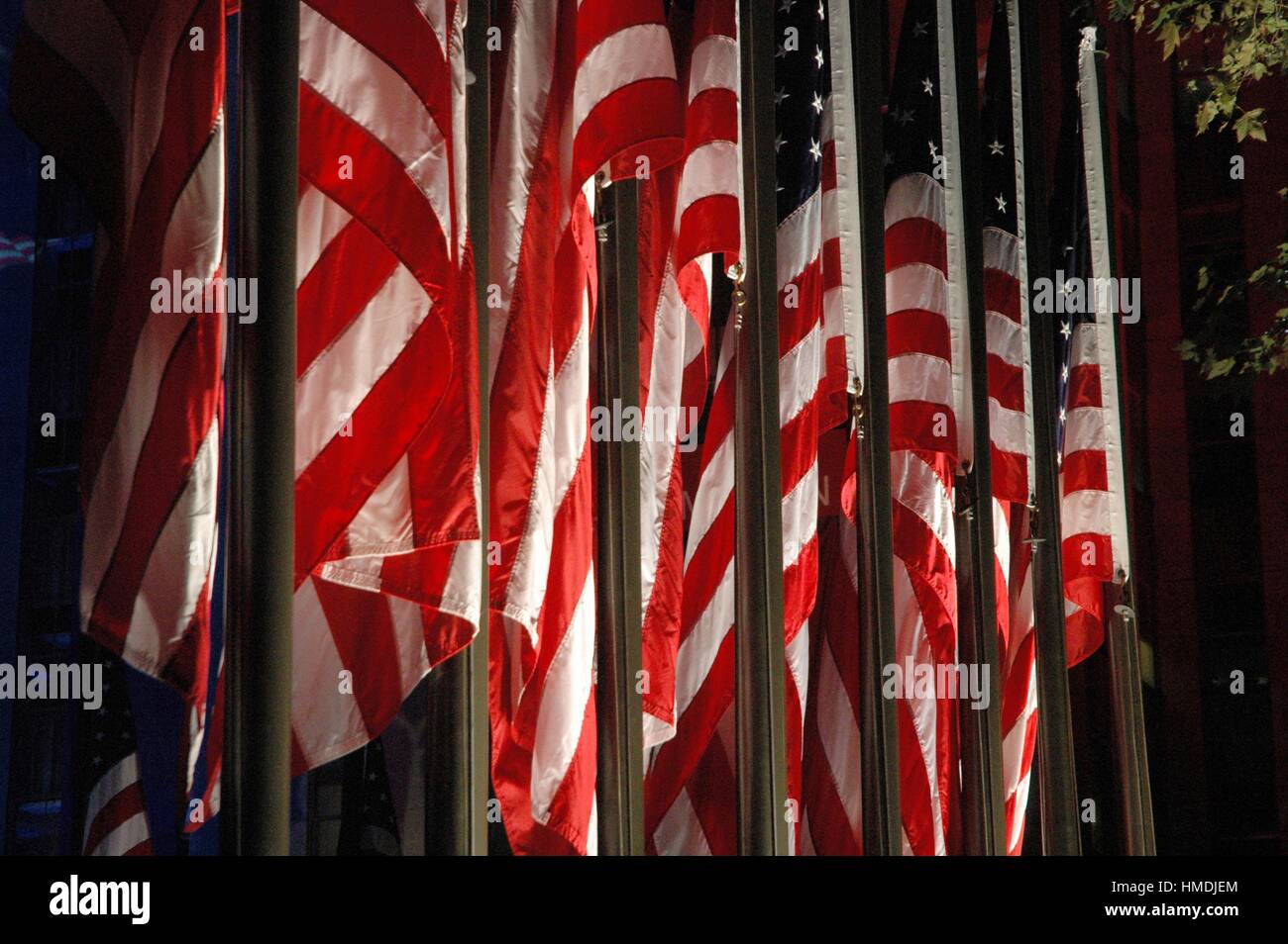 American flags at rockefeller center hi-res stock photography and ...