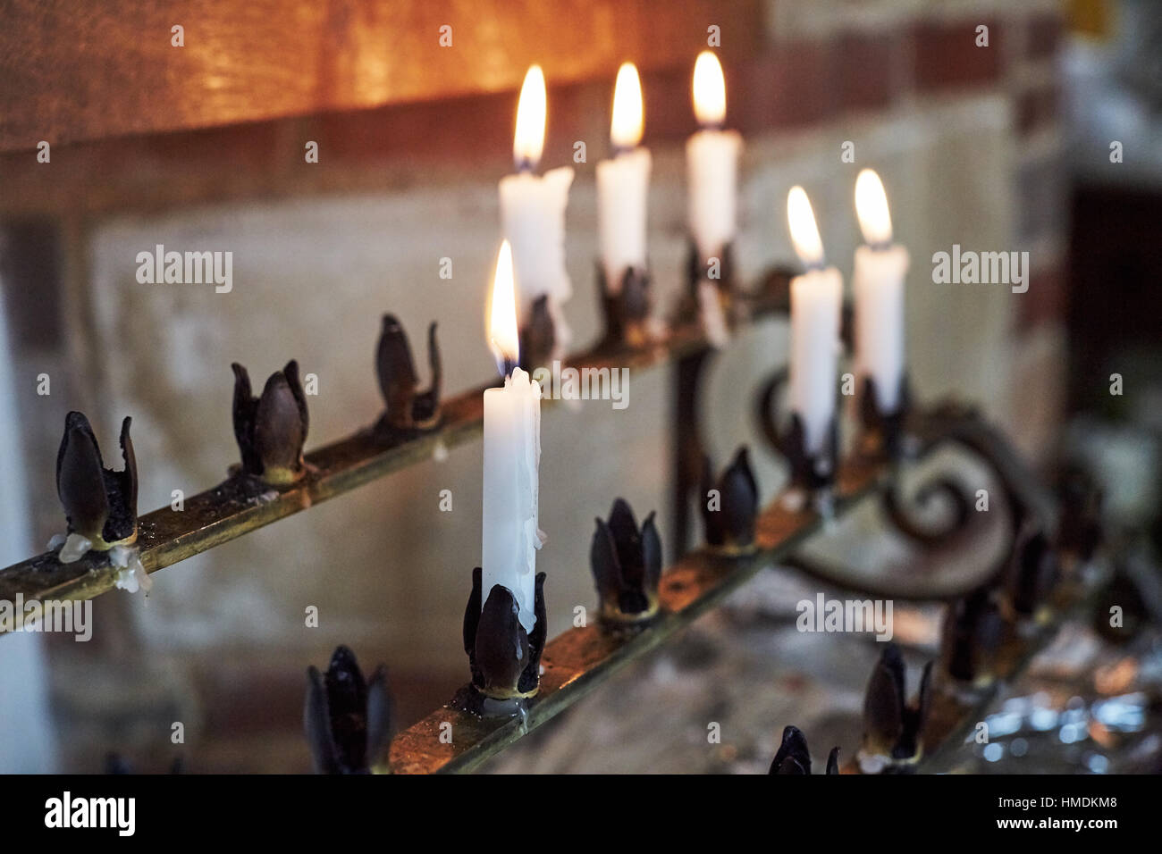 Candles lit for prayer at Church of St Julian, the shrine for Julian of ...