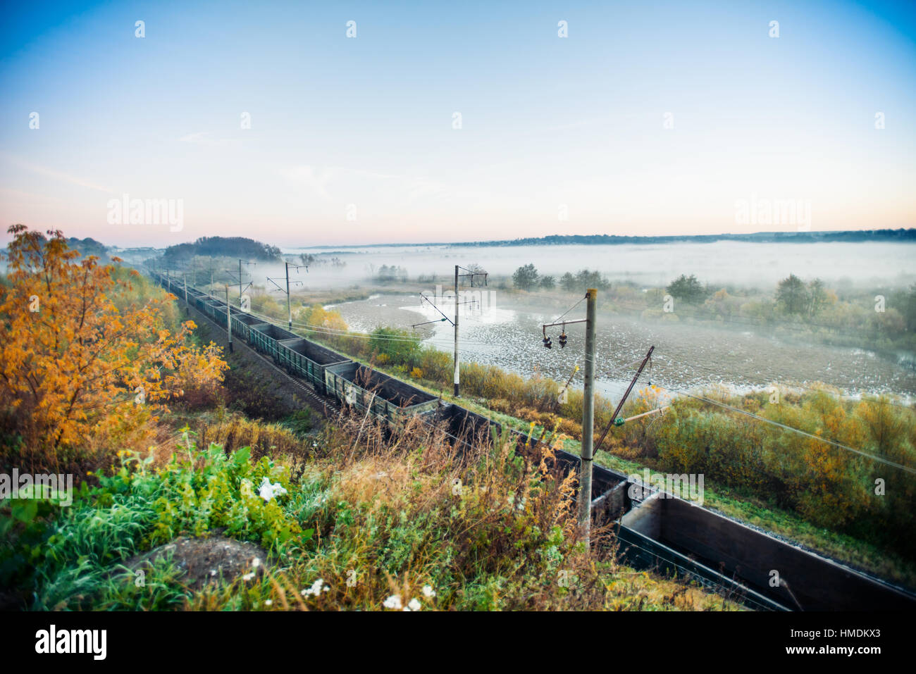 Train tracks swamp landscape Stock Photo - Alamy