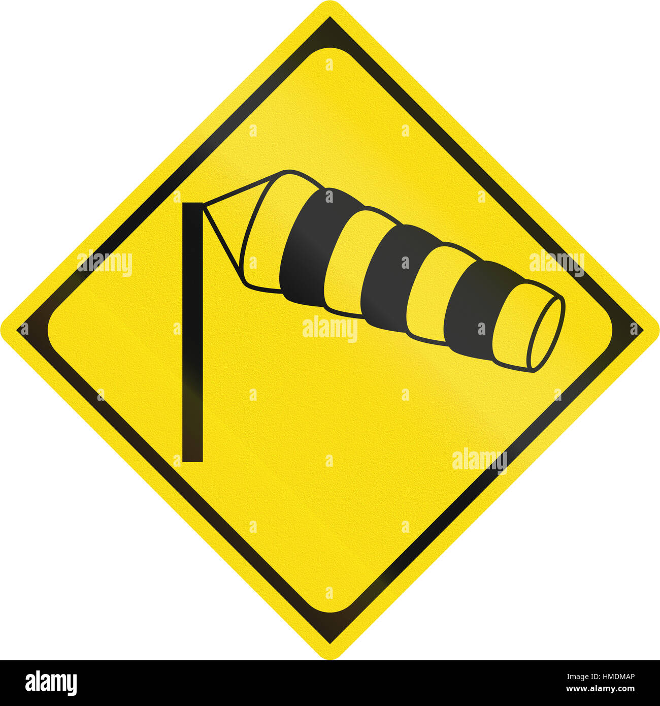Japanese road warning sign - Dangerous Cross-wind Stock Photo - Alamy