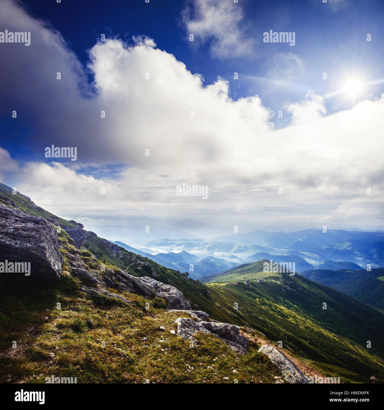 Beautiful sunny mountain landscape Stock Photo - Alamy