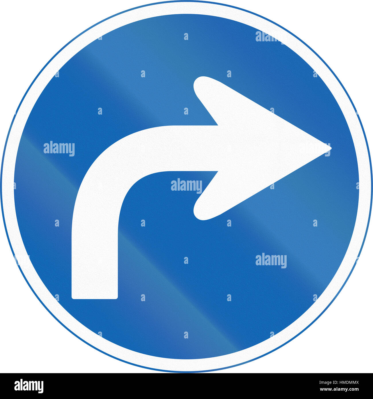 Japanese road sign - Mandatory direction to be followed Stock Photo - Alamy