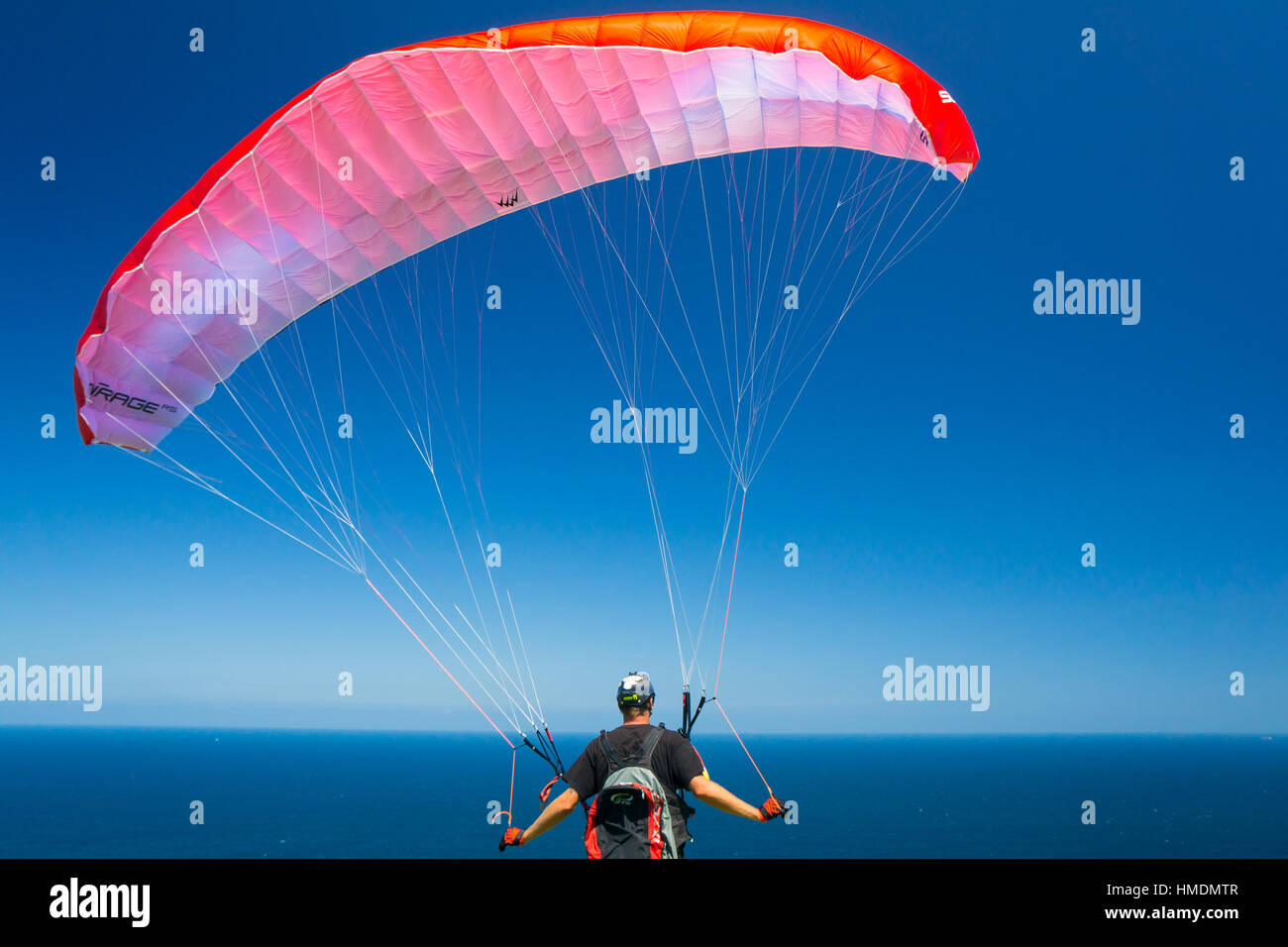 A paraglider prepares for take-off Stock Photo - Alamy