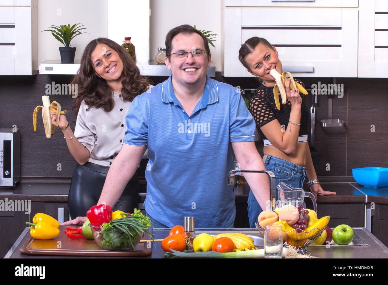 Healthy eating, vegetarian food, dieting and people concept - smiling ...