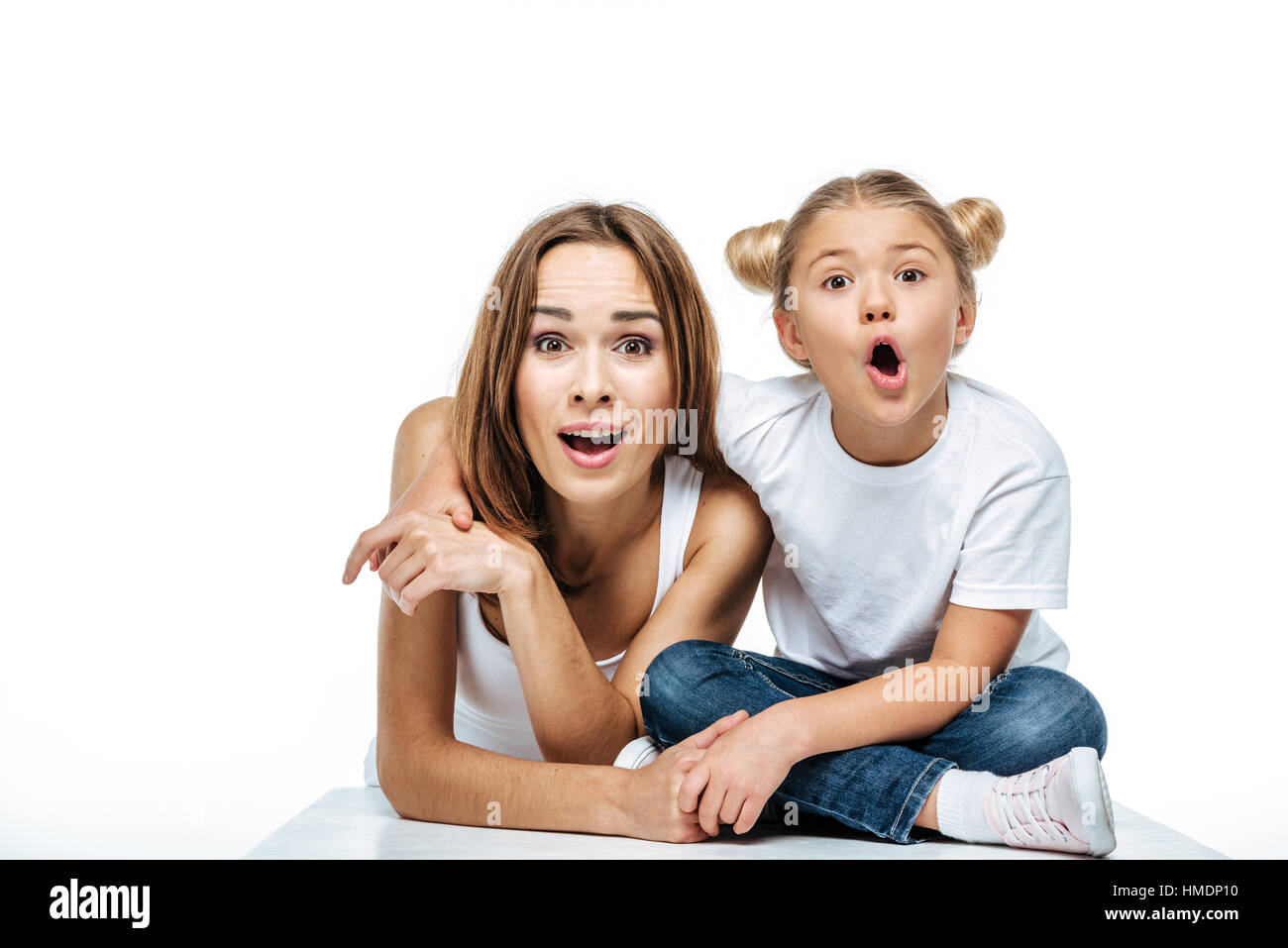 Shocked mother and daughter Stock Photo - Alamy