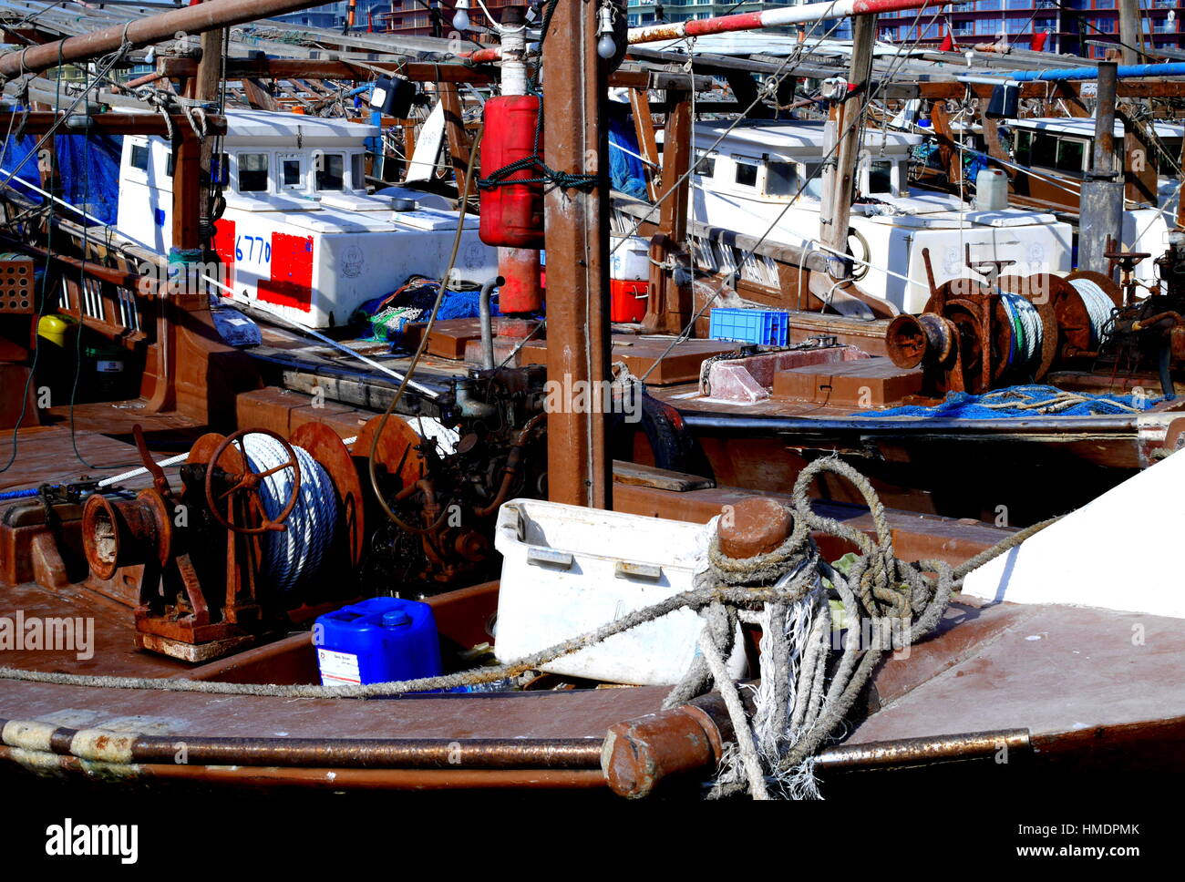 Fishing dhows in the dhow harbour, Manama, Kingdom of Bahrain Stock ...