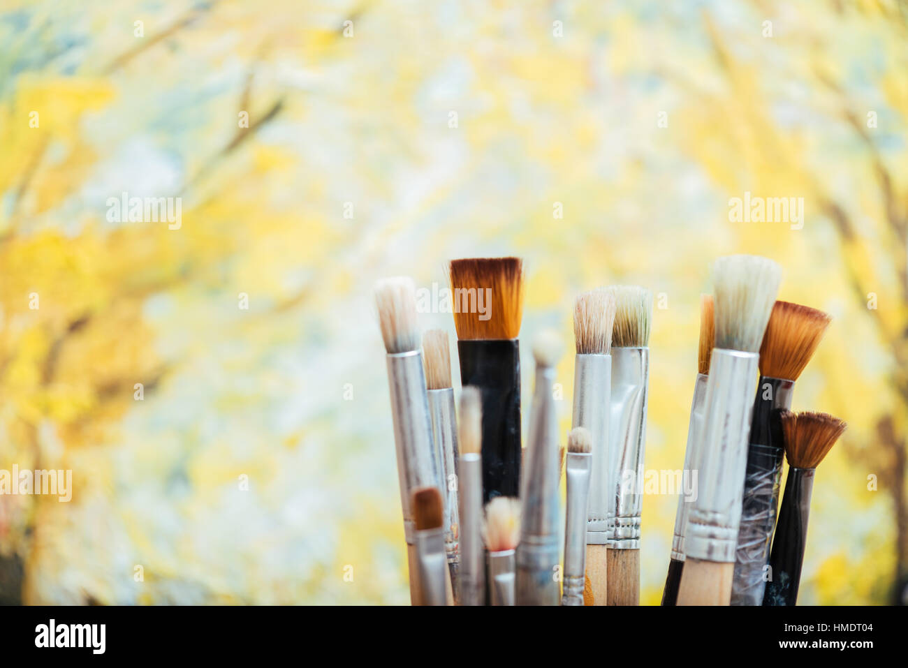 Close up of painting brushes Stock Photo - Alamy