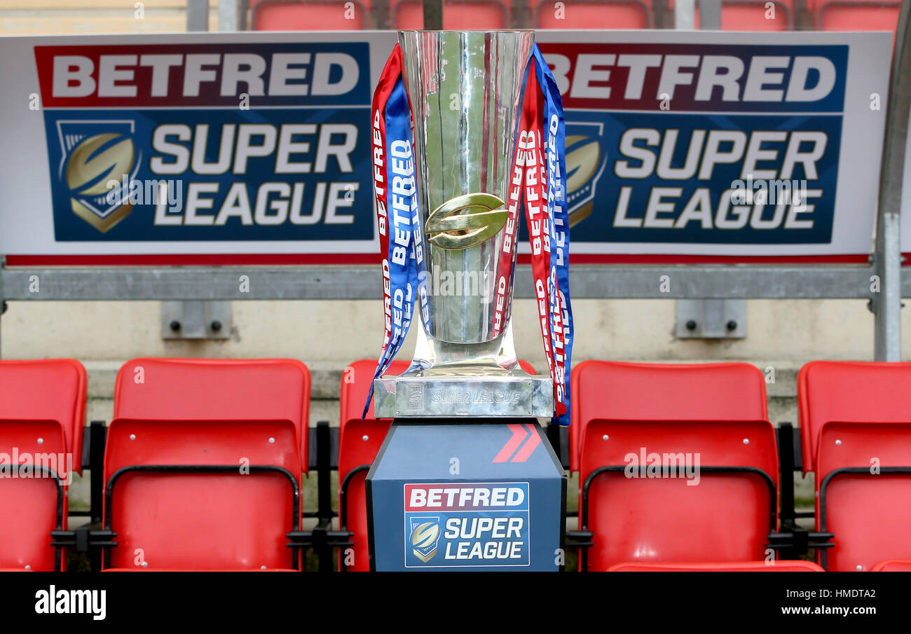 The betfred super league trophy on display hi-res stock photography and ...