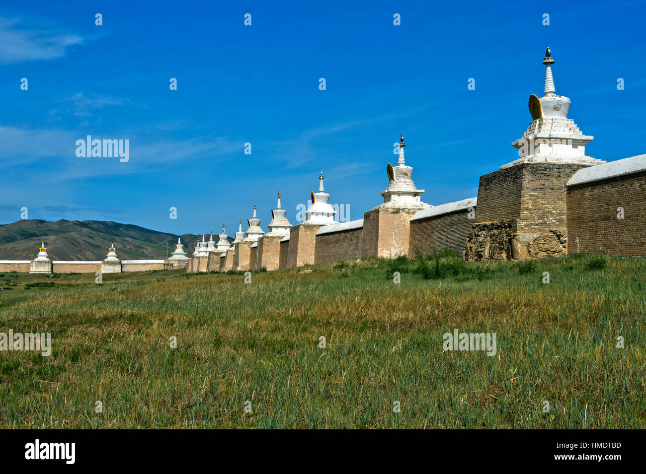Wall with Soyombo stupas, Erdene Zuu Khiid monastery, Karakorum ...