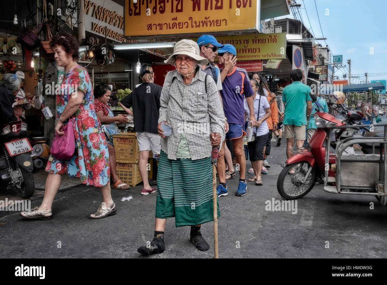 Woman Beggar On The Streets Pattaya Thailand Southeast Asia Stock