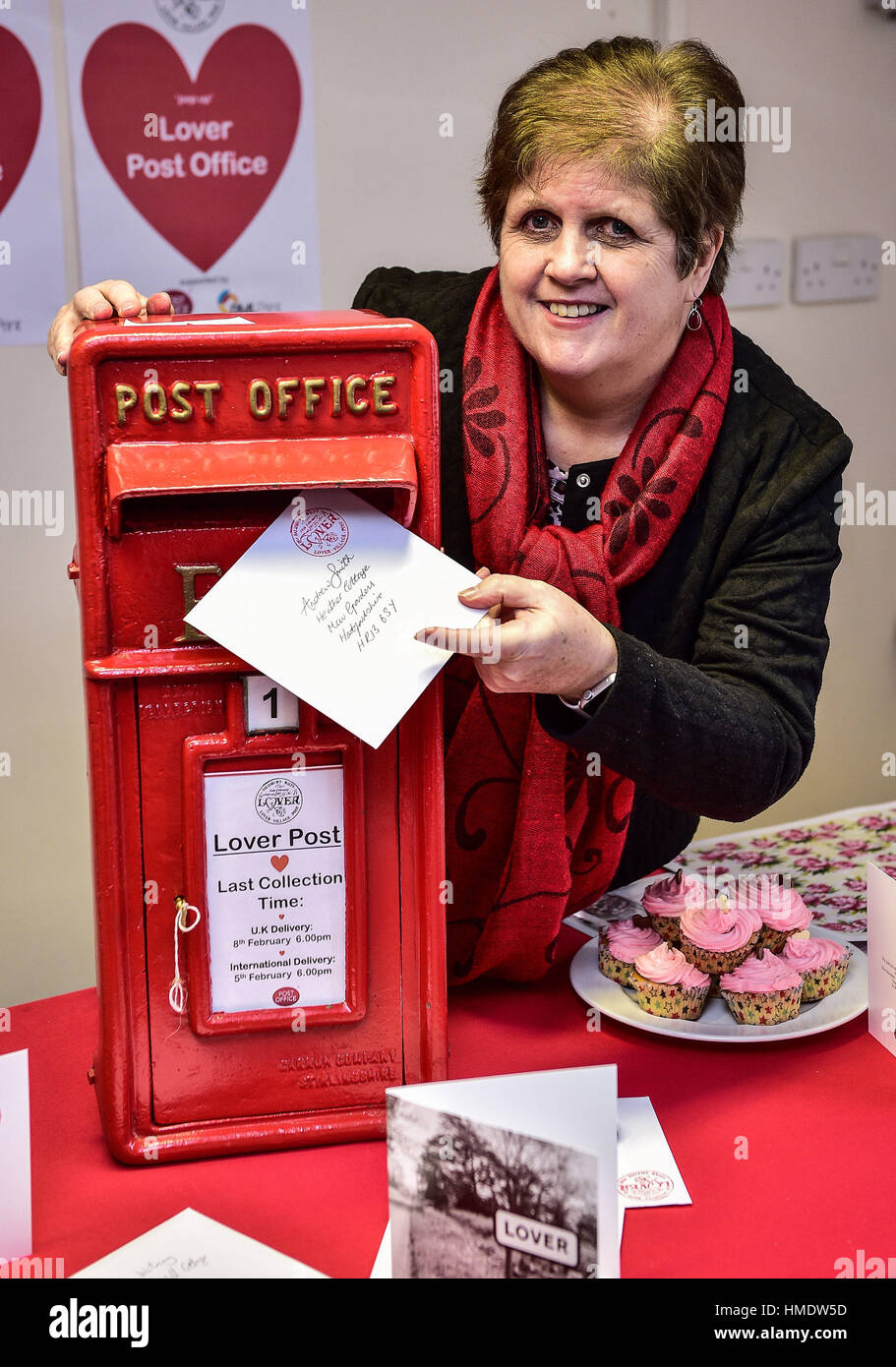 Chief Postmistress Lynda Cooper posts a mock up Valentines card in the ...