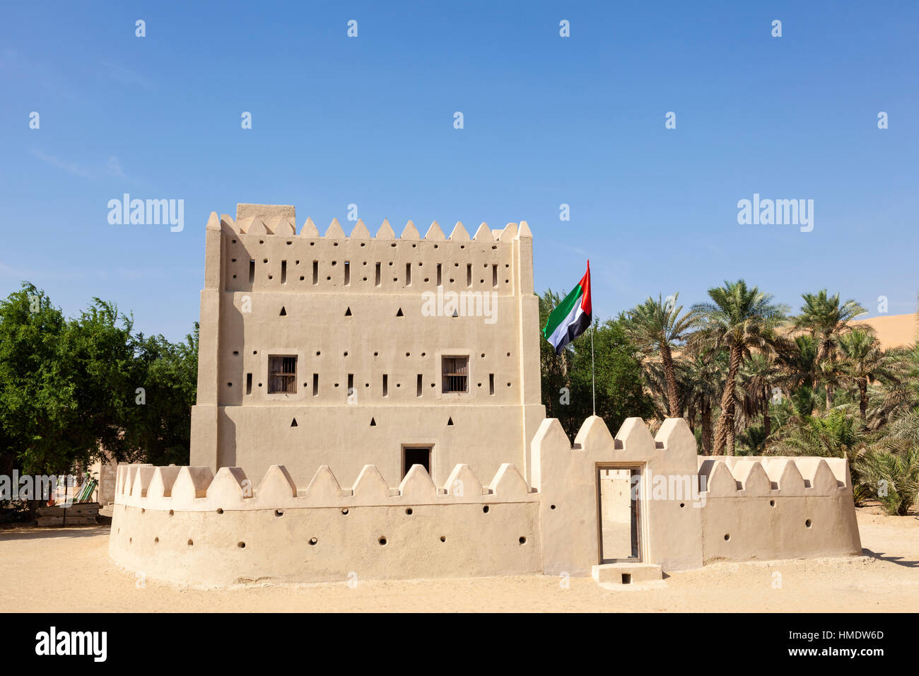 Historic Dhafeer fort in Liwa Oasis area, town of Mezairaa. Emirate of ...