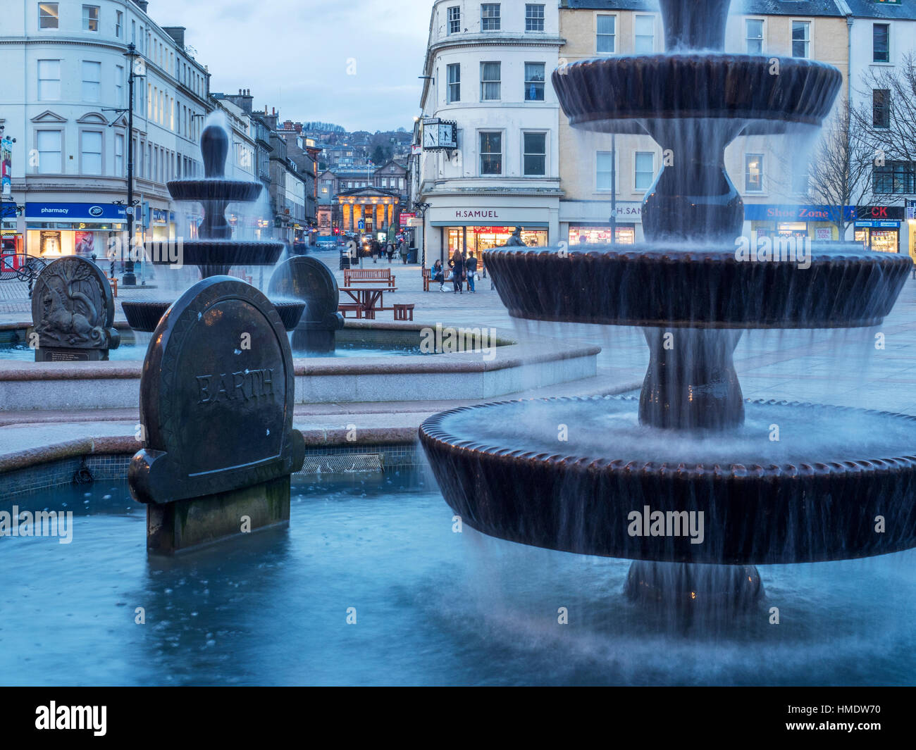 Fountain in City Square and View along Reform Street to Dundee High ...
