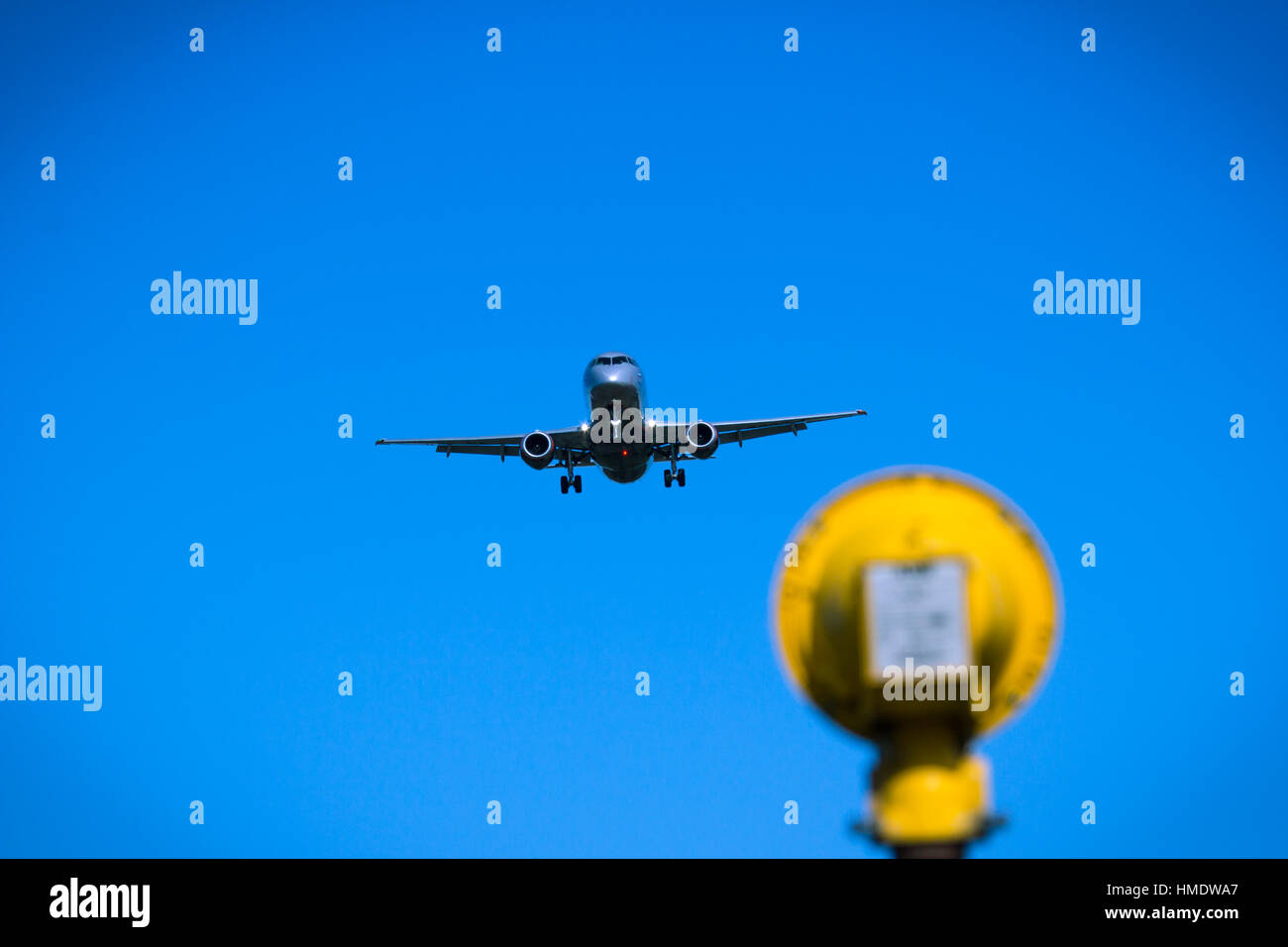 Airliner Flying Overhead With Contrails High Resolution Stock ...