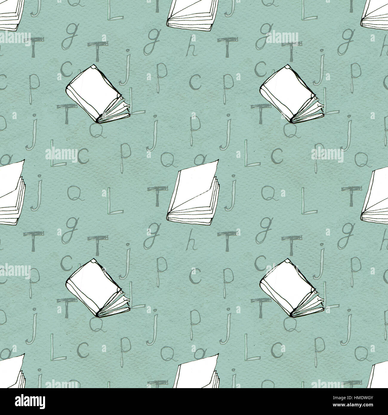 Seamless pattern with books Stock Photo - Alamy