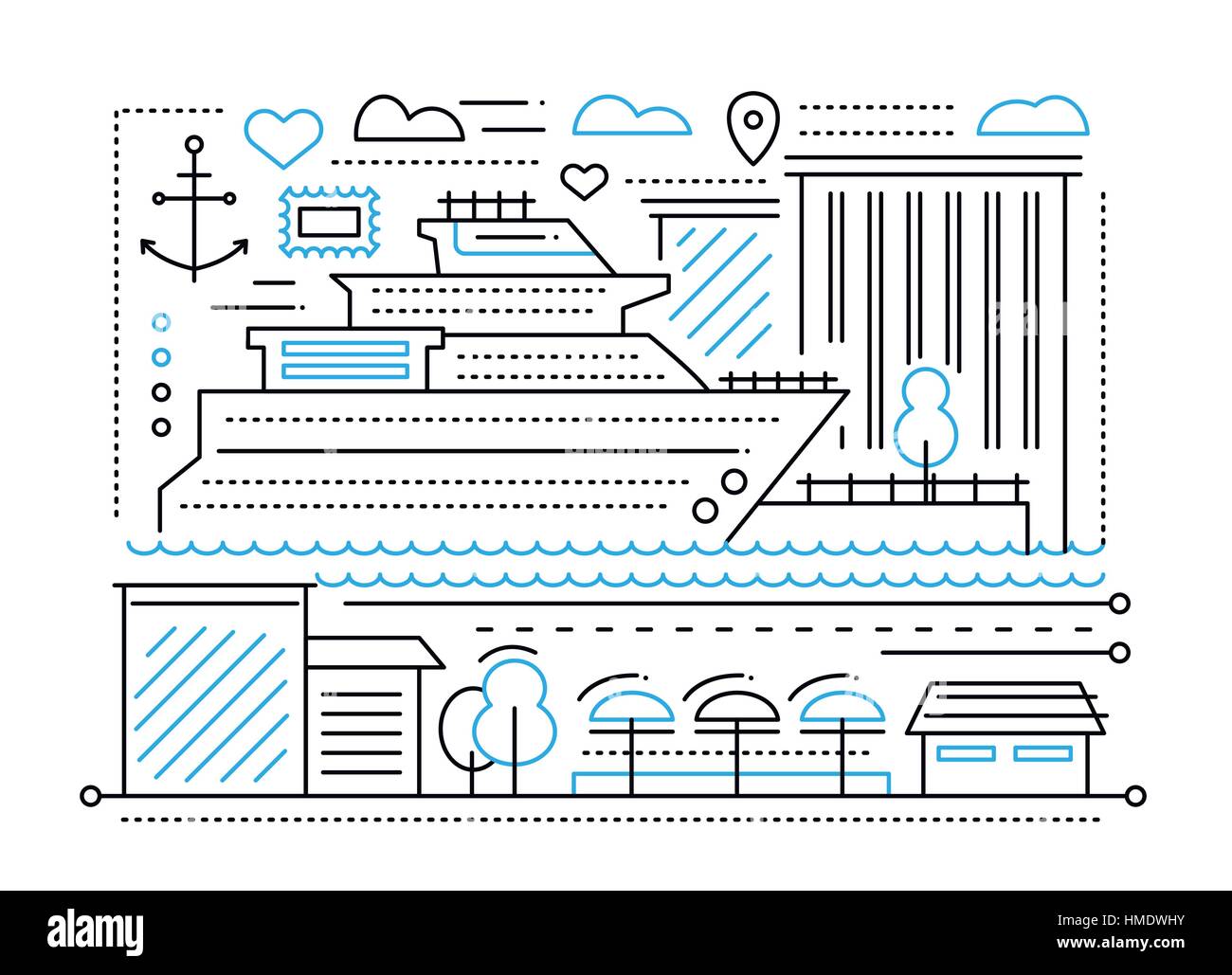 Voyage trip - line flat design illustration Stock Vector Image & Art ...