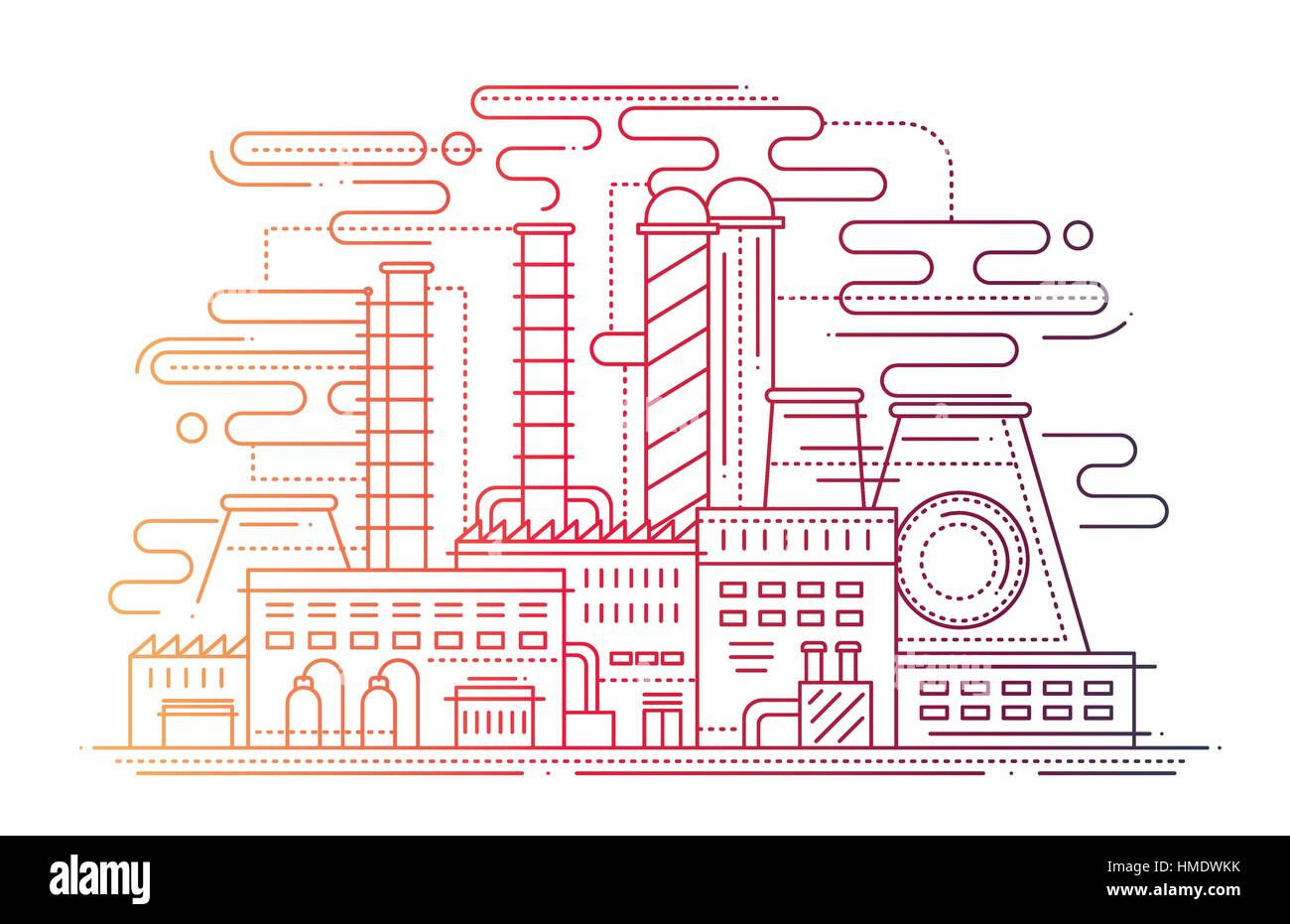 Factory - line design composition Stock Vector Image & Art - Alamy