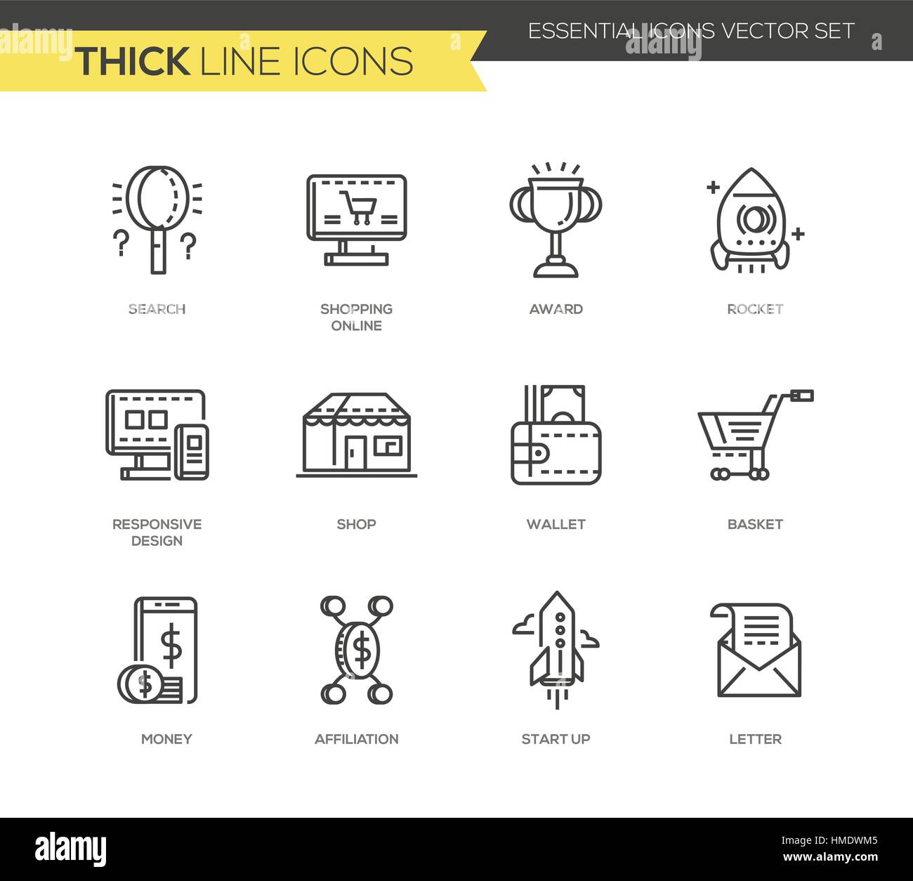 Business, shopping modern thick line design icons set Stock Vector ...