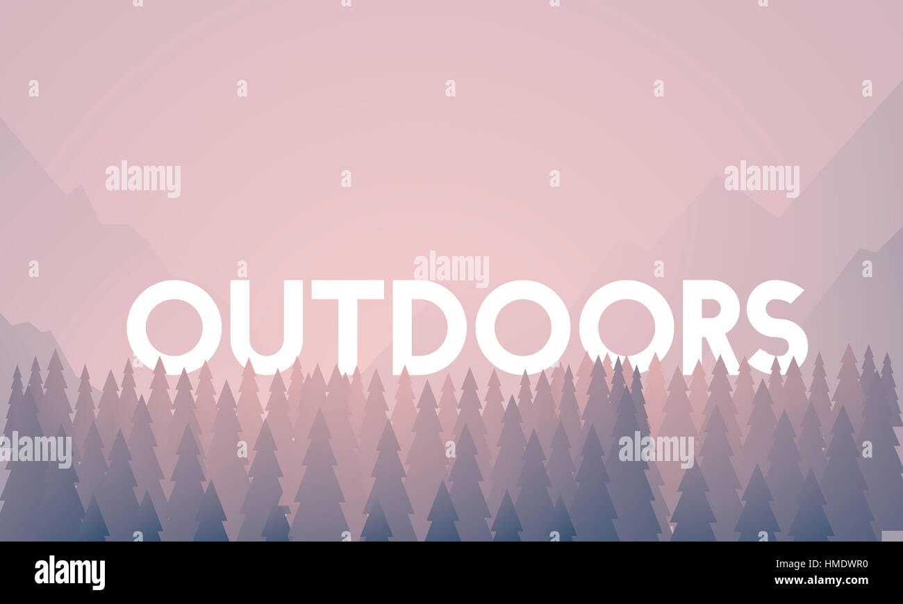 Outdoors word on nature background with trees Stock Photo - Alamy