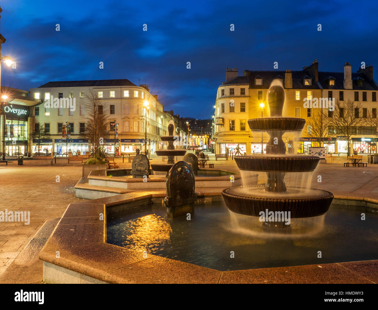 Fountain in City Square and View along Reform Street to Dundee High ...