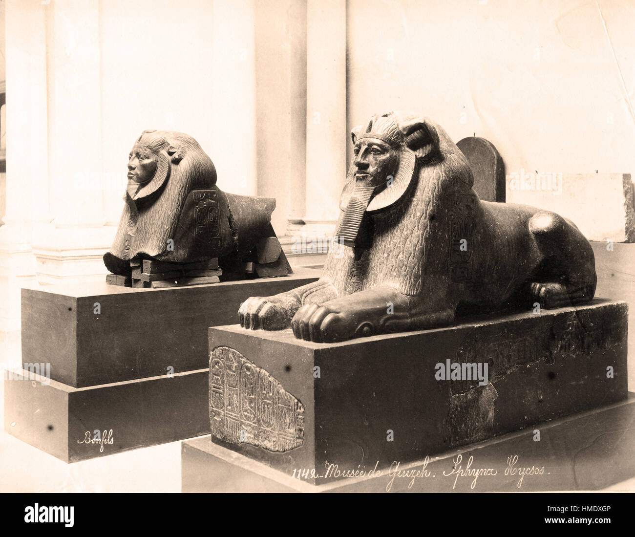 Egypt,Cairo,Museum,2 Stone Sphinx Sculpture,1880 Stock Photo - Alamy