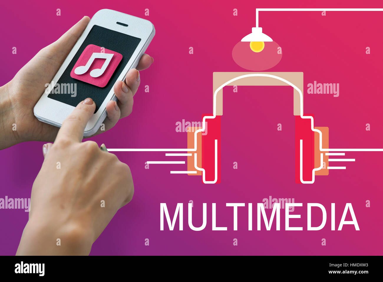 Music Audio Multimedia Headphone Concept Stock Photo - Alamy