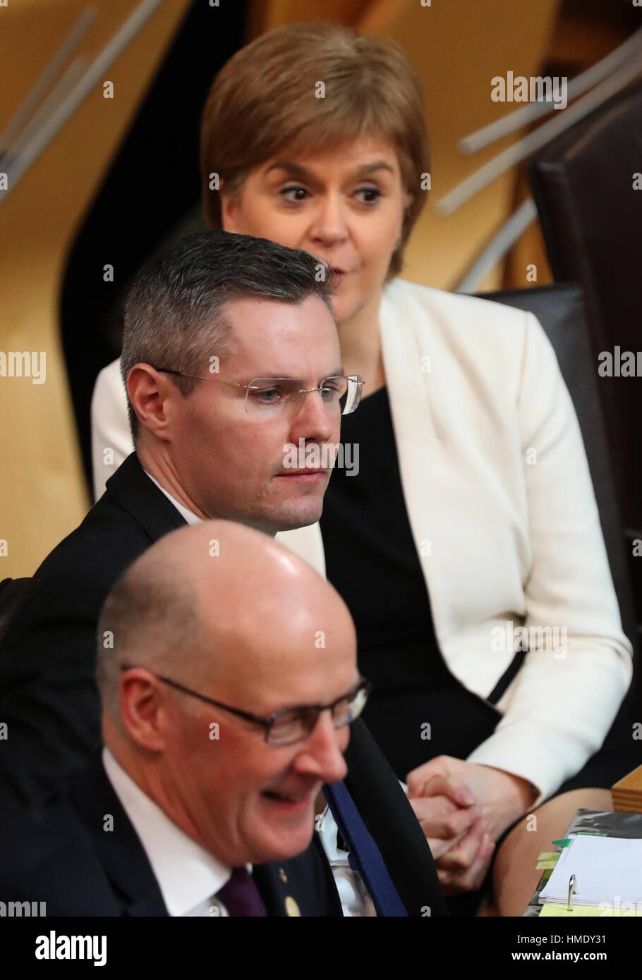 Finance Secretary Derek Mackay's(centre) after his speech during a ...