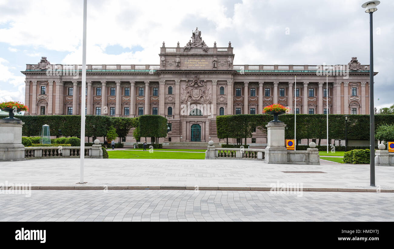 STOCKHOLM, SWEDEN - SEPTEMBER 8, 2011: front view of the Riksdag ...