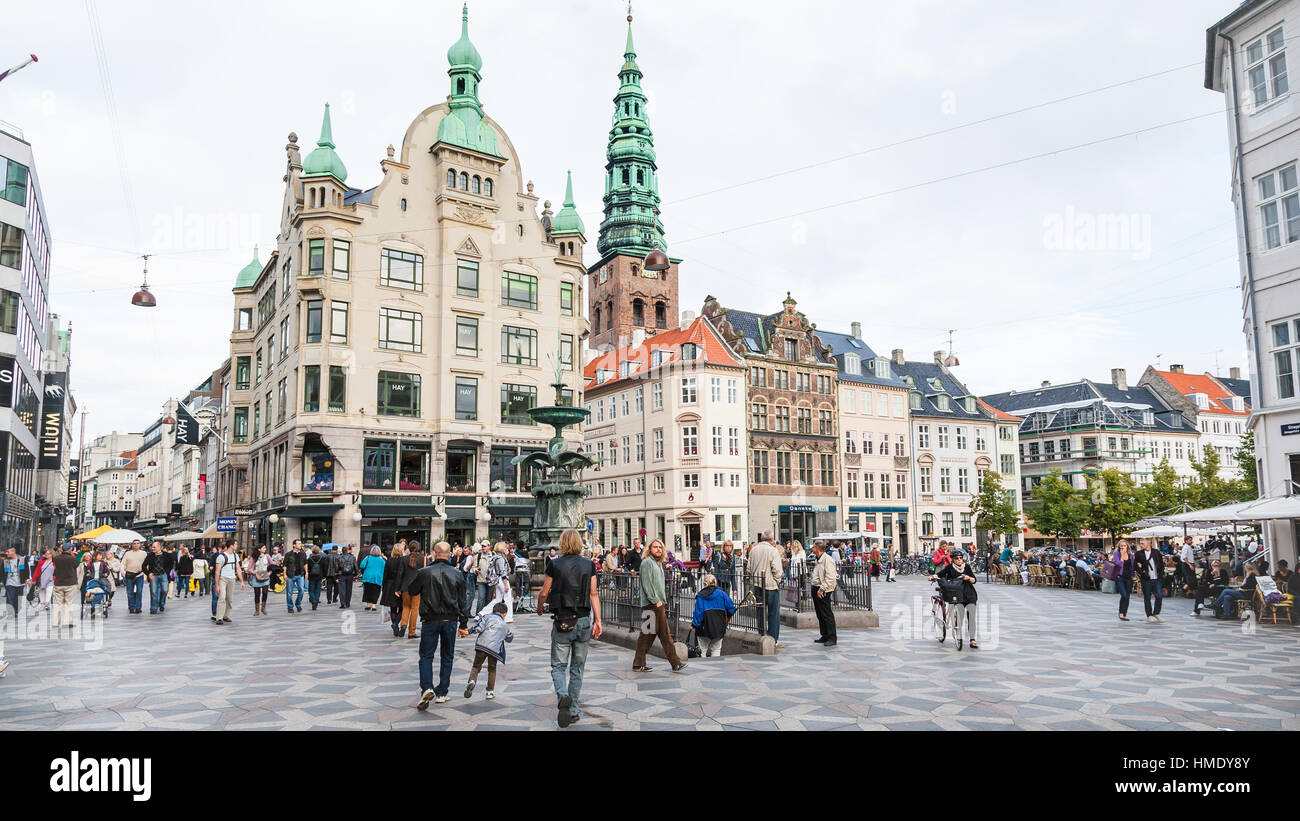 COPENHAGEN, DENMARK - SEPTEMBER 10, 2011: view of Amagertorv square in ...