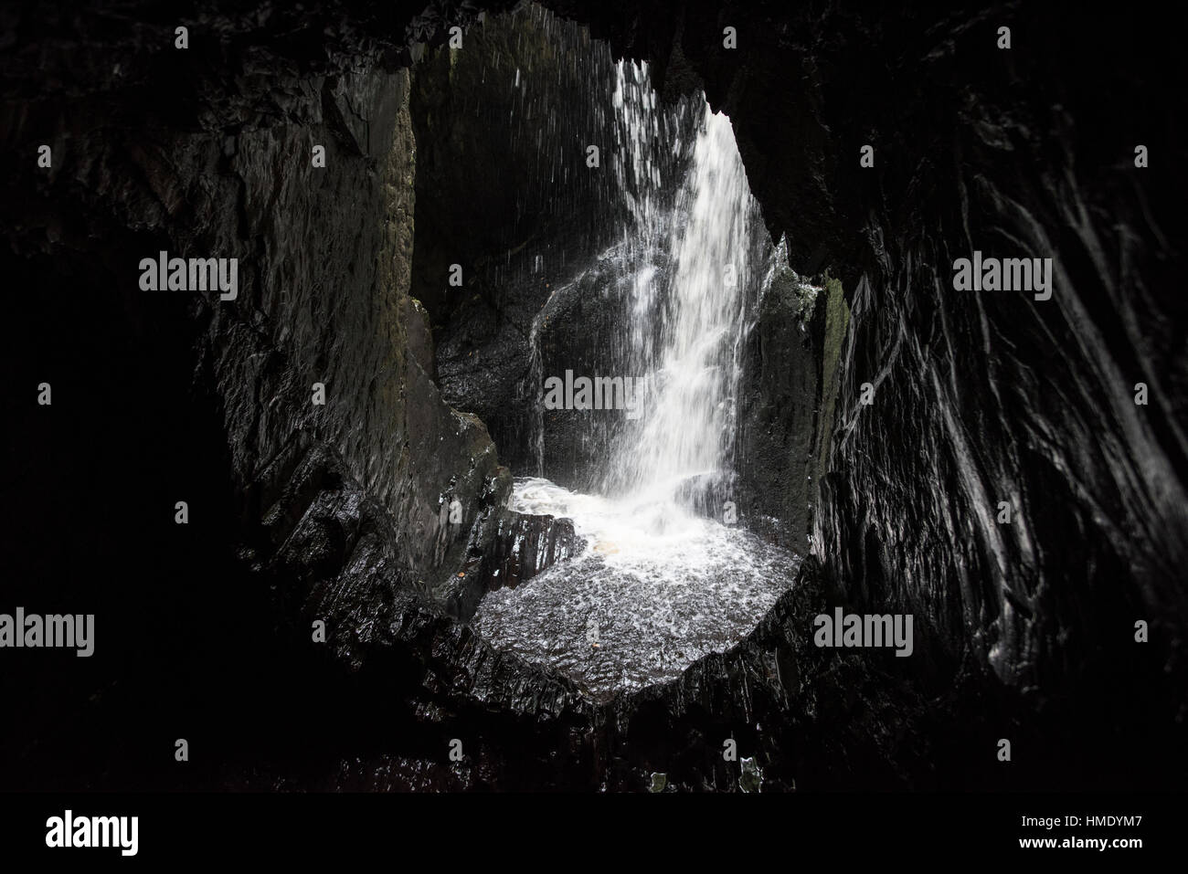 Rhaeadr or waterfall called Cavern Cascade, on Nant Gau, Hafod ...