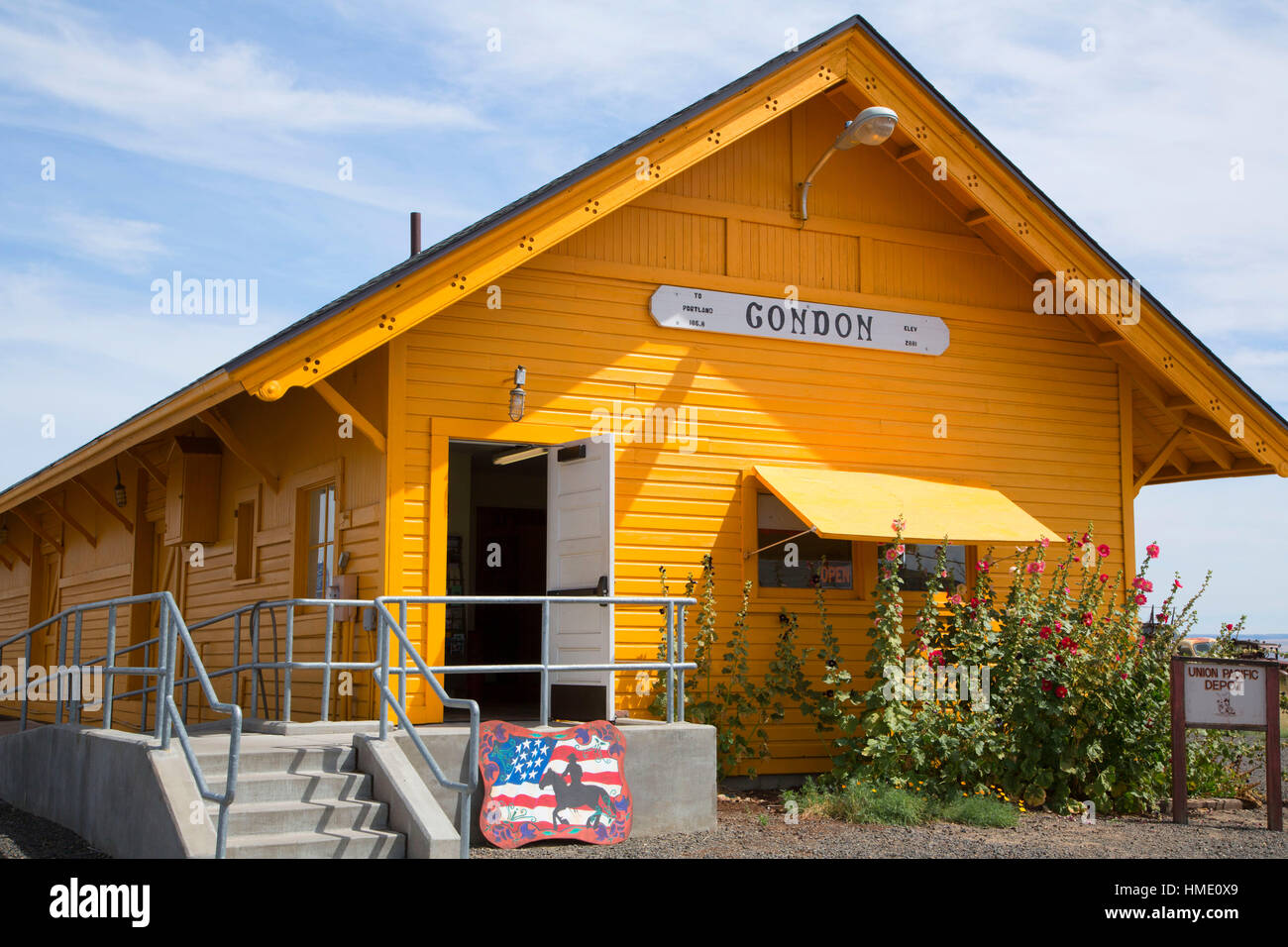 Train depot, Gilliam County Historical Museum, Condon, Oregon Stock ...