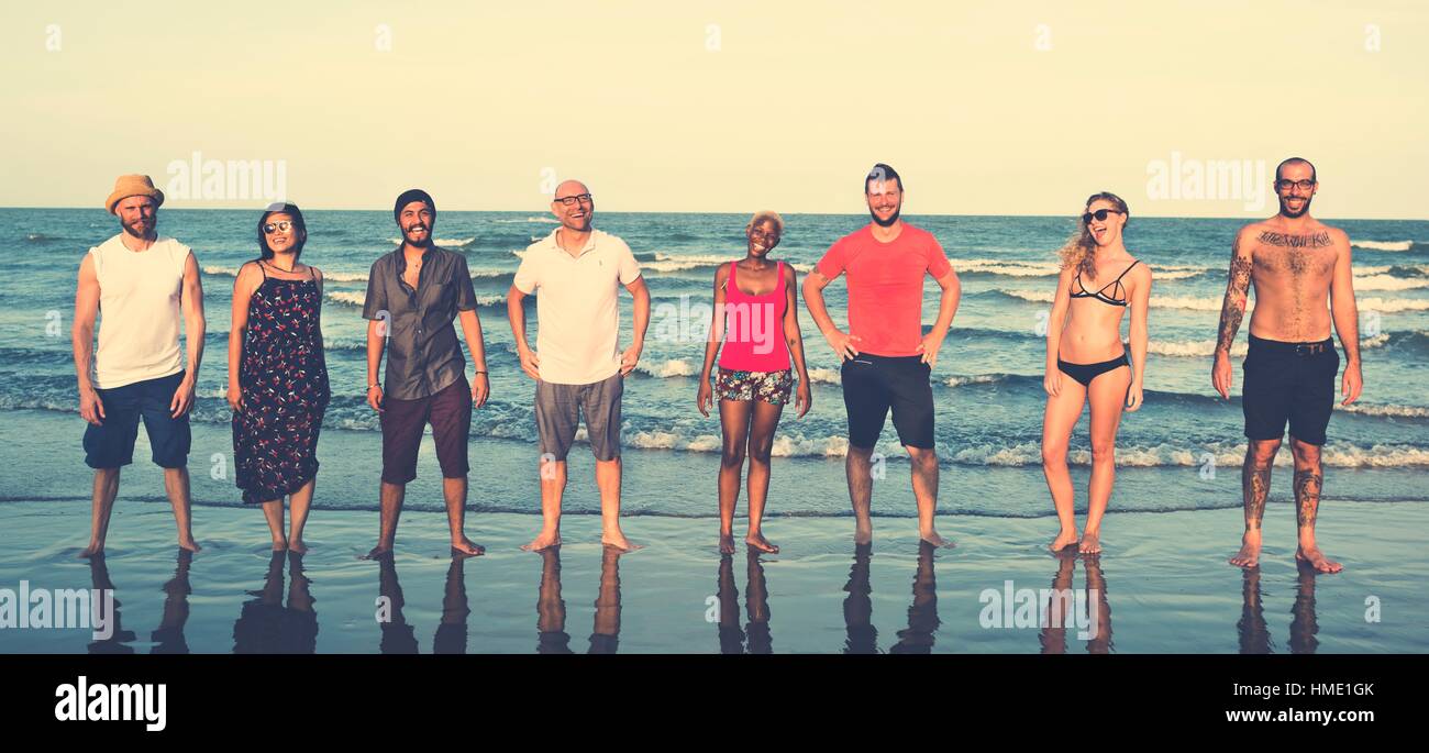Young People Standing Near Sea Concept Stock Photo - Alamy