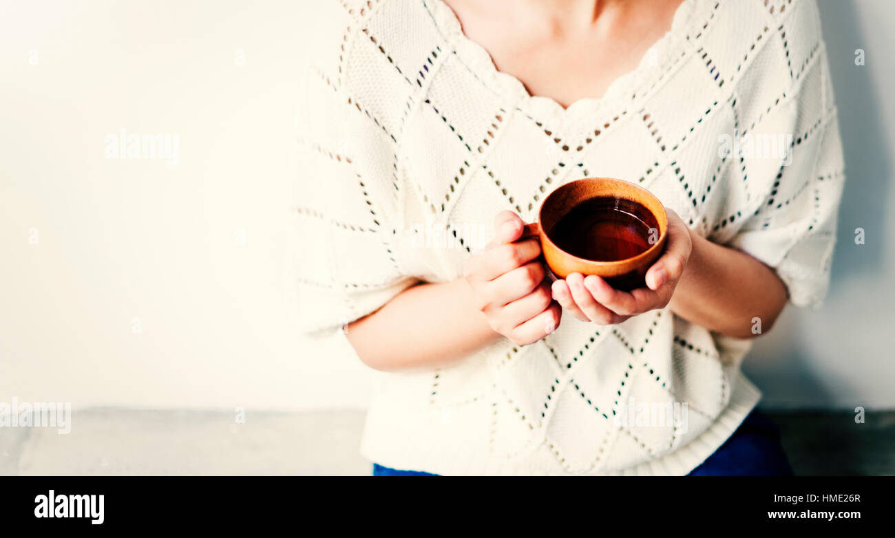 Asian Woman Drinking Tea Relax Concept Stock Photo - Alamy