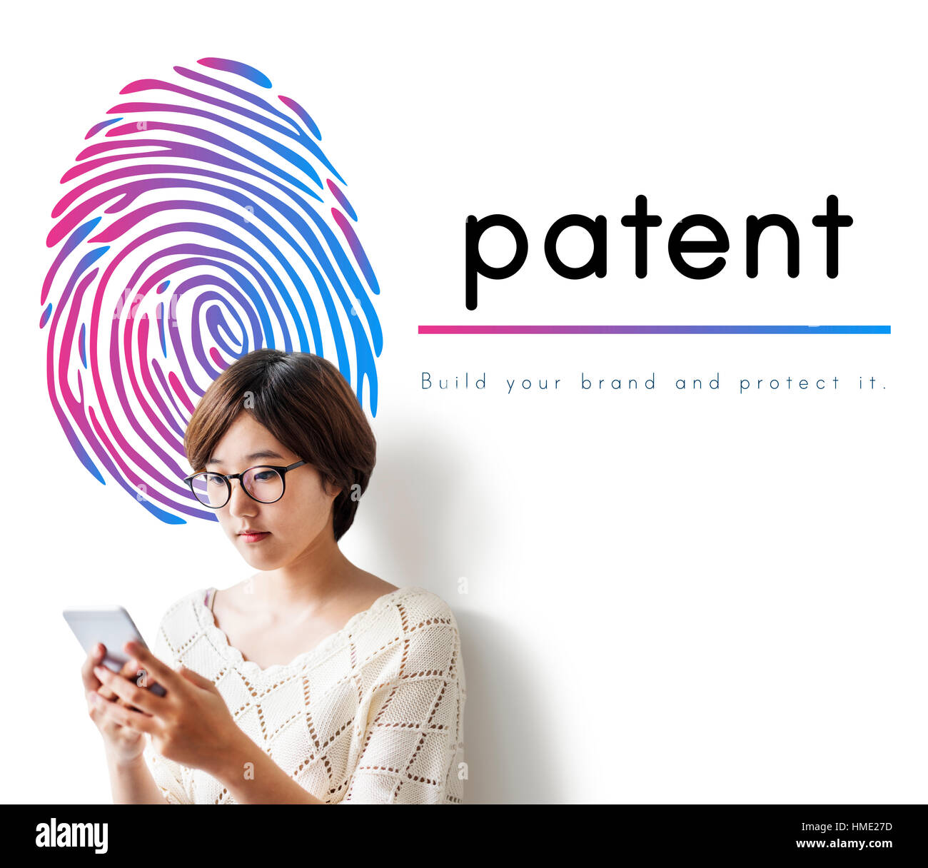 Design Logo Patent Fingerprint Concept Stock Photo - Alamy