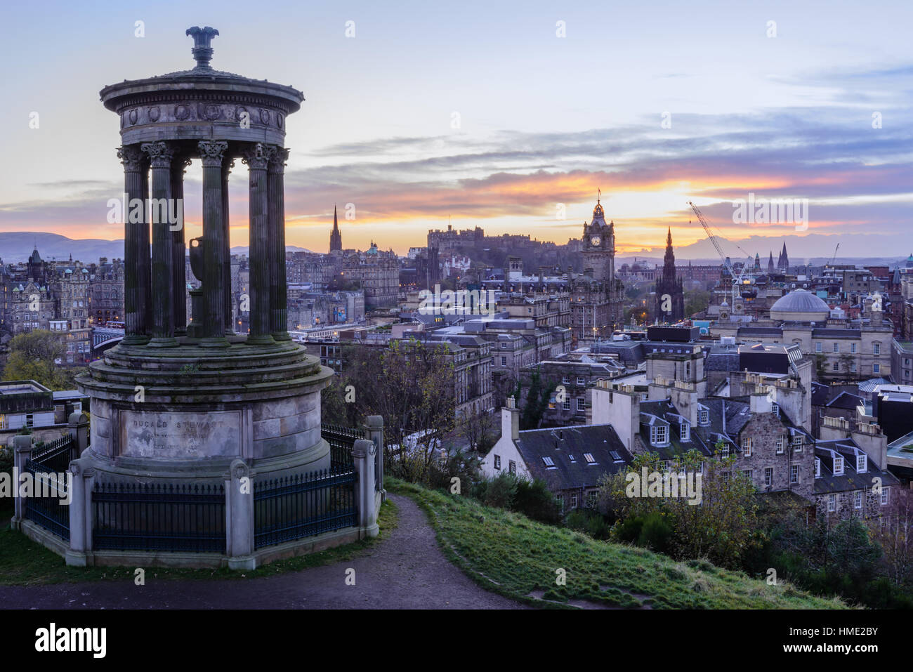 Edinburgh skyline with the Edinburgh castle in the background viewed ...