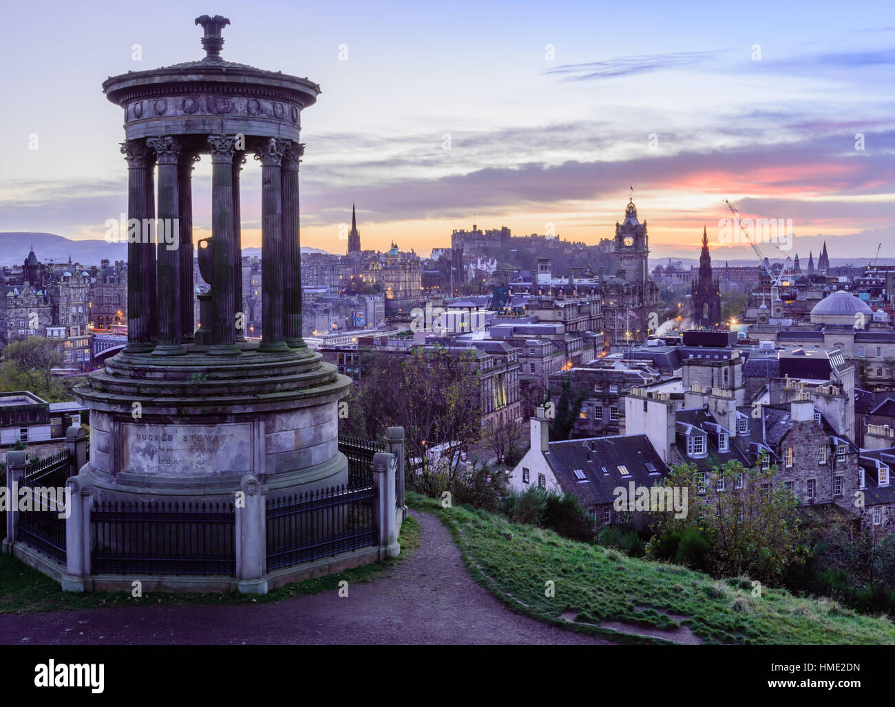Edinburgh skyline with the Edinburgh castle in the background viewed ...
