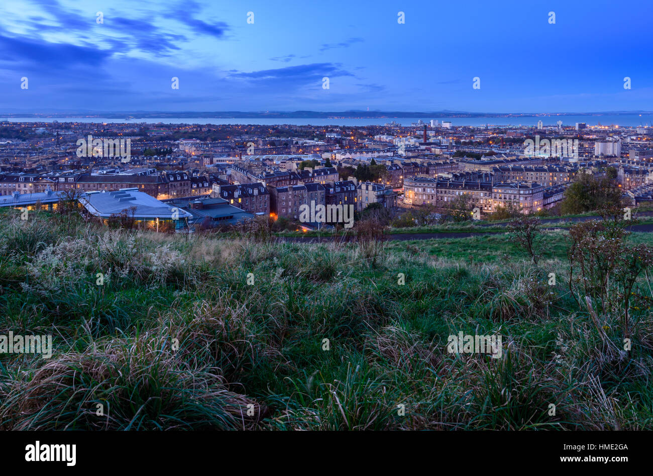Edinburgh New Town with the North Sea in the background viewed from ...