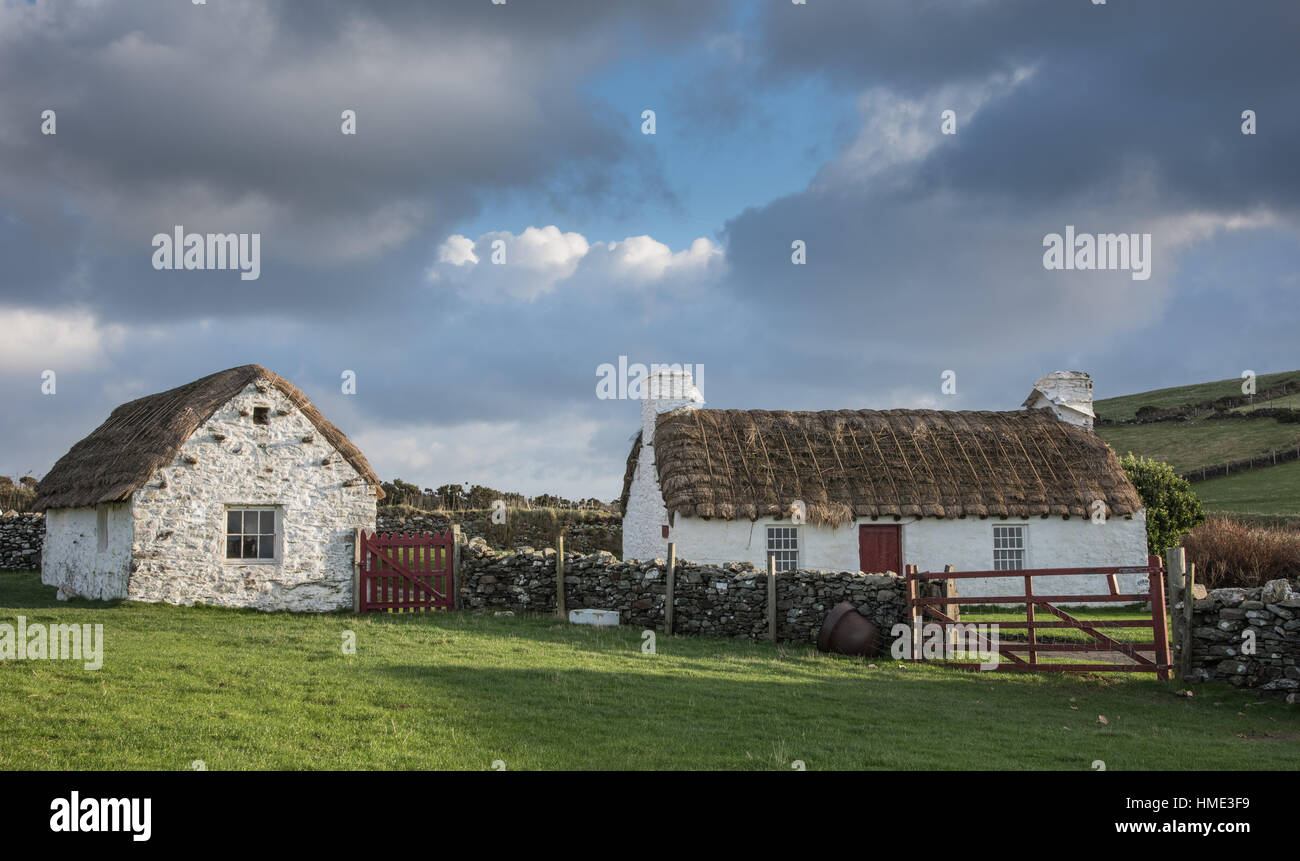 Manx cottages at Cregneash, Isle of Man Stock Photo - Alamy