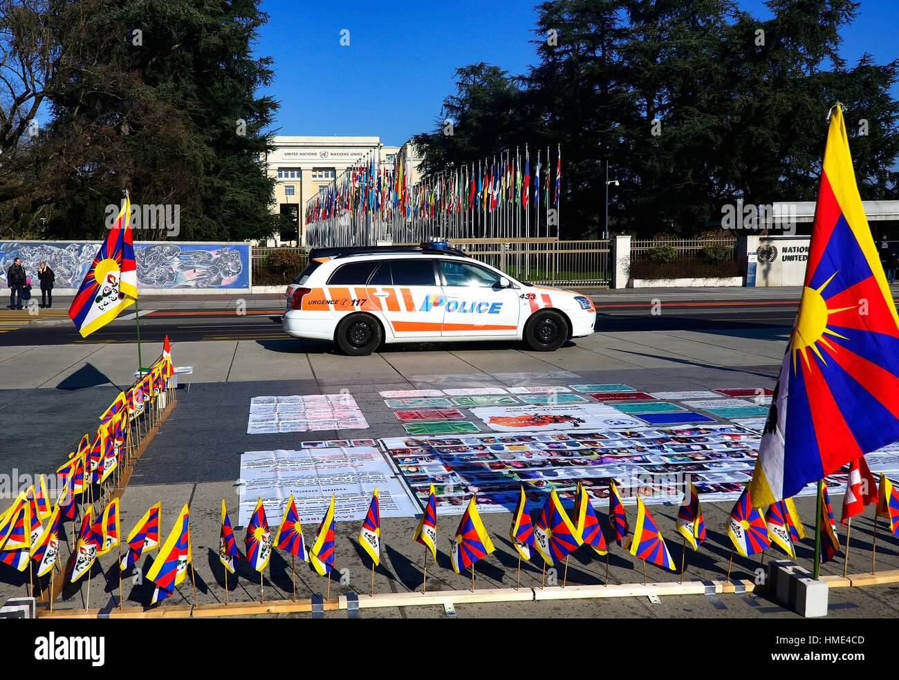 Tibetan independence movement, Free Tibet flags in front of Palace of ...
