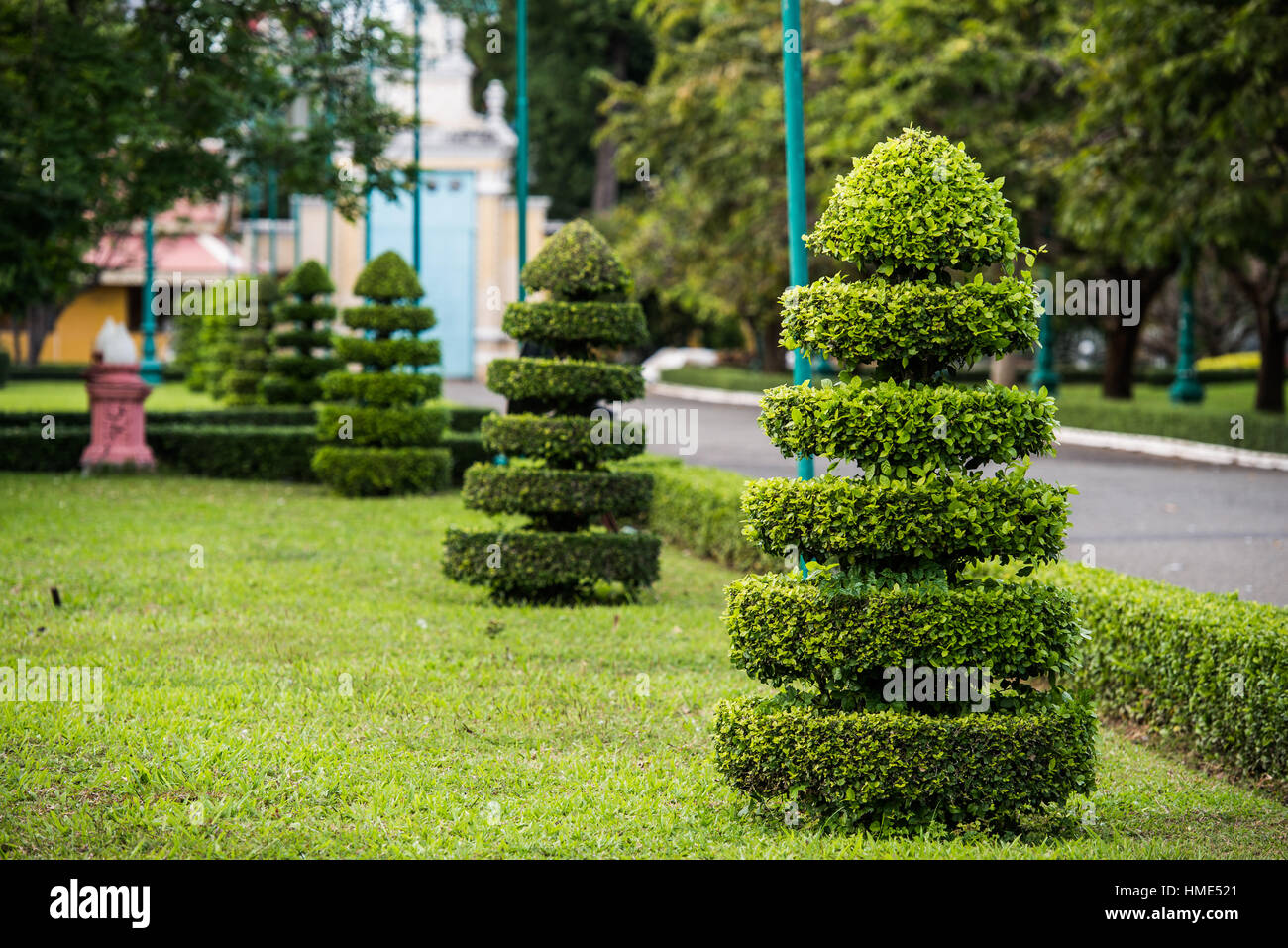 Cutting tree garden decoration at asian temple Stock Photo - Alamy
