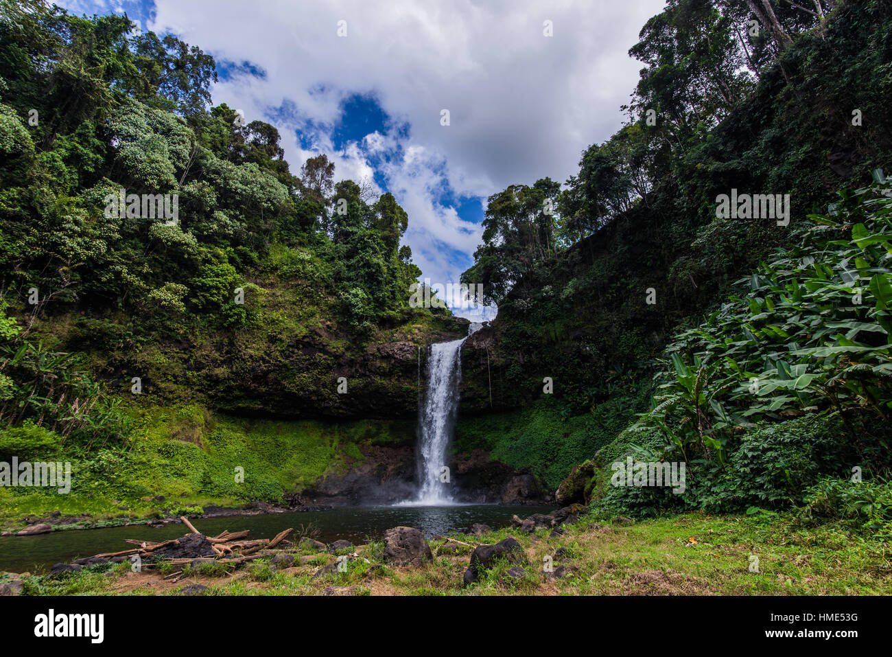 waterfalls inside the pakse forest in Laos during a sunny day Stock ...