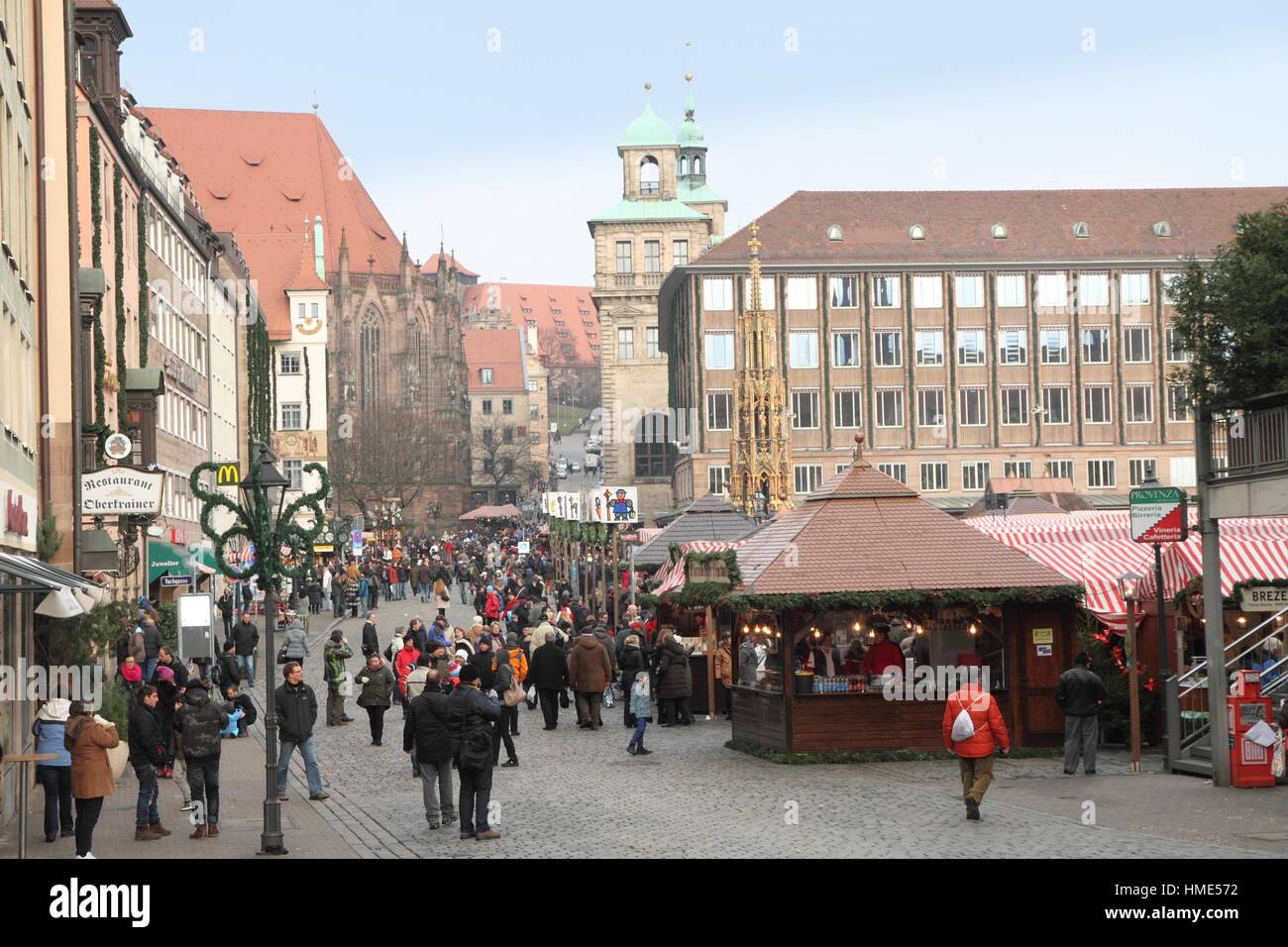 Market square on Christmas time on December 8, 2013 in Nuremberg ...