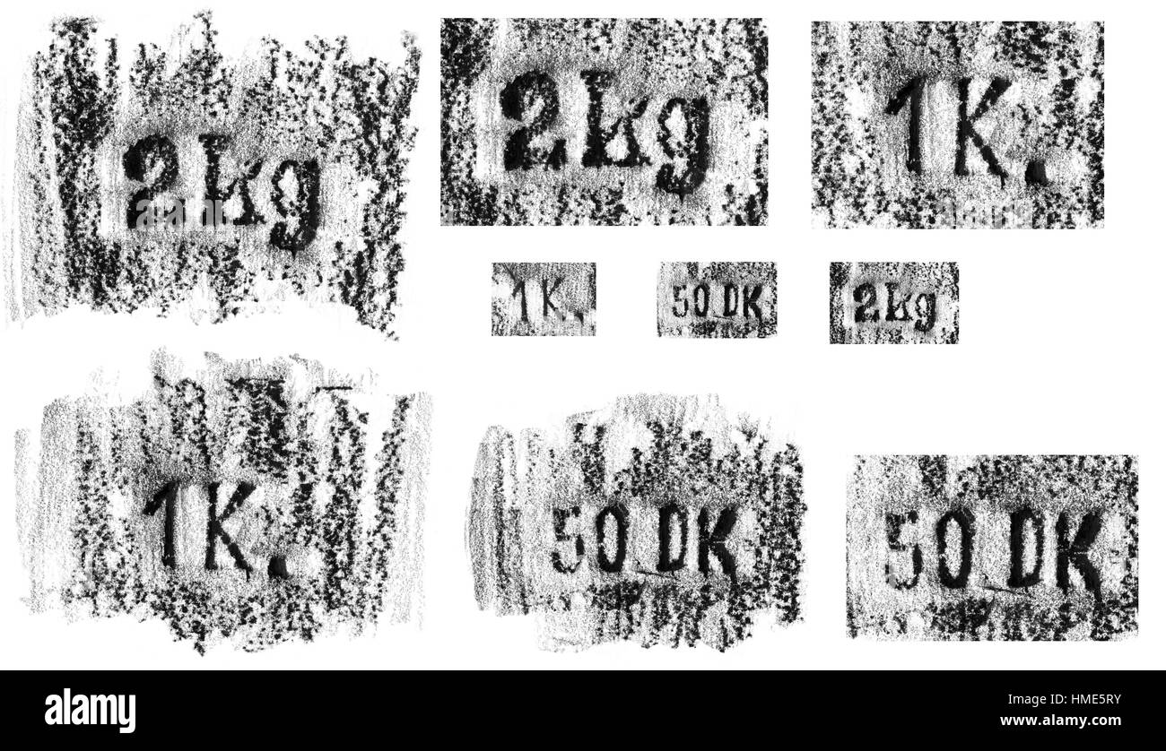 Drawing of the labels for weight Stock Photo - Alamy