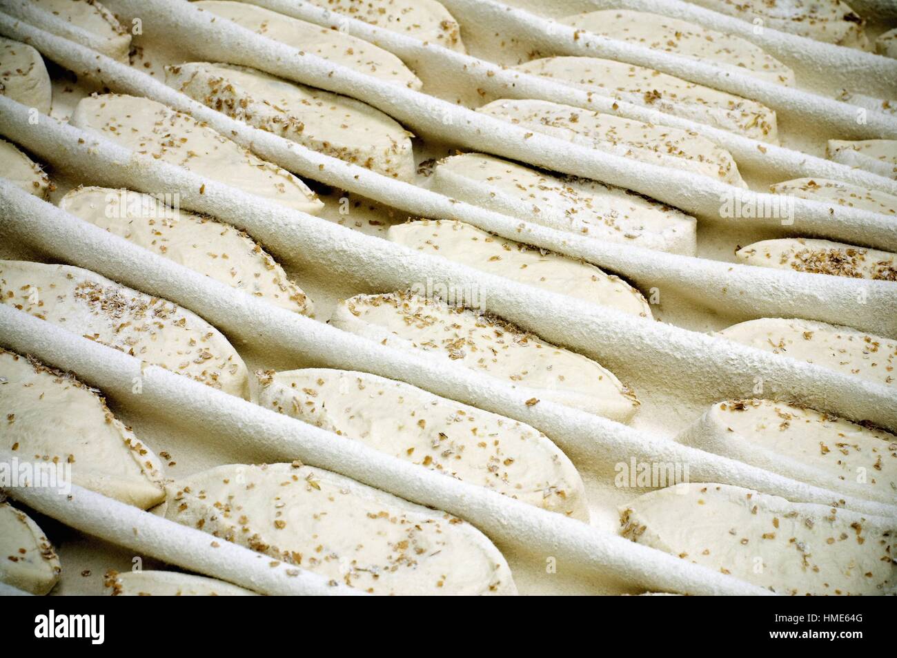 raising bread, before to go to the oven in a bakery Stock Photo - Alamy