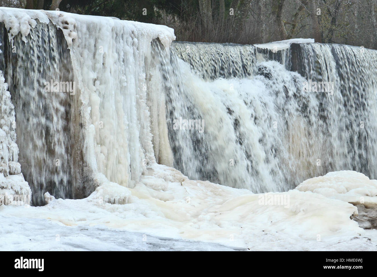 Waterfall in winter, Estonia Stock Photo - Alamy