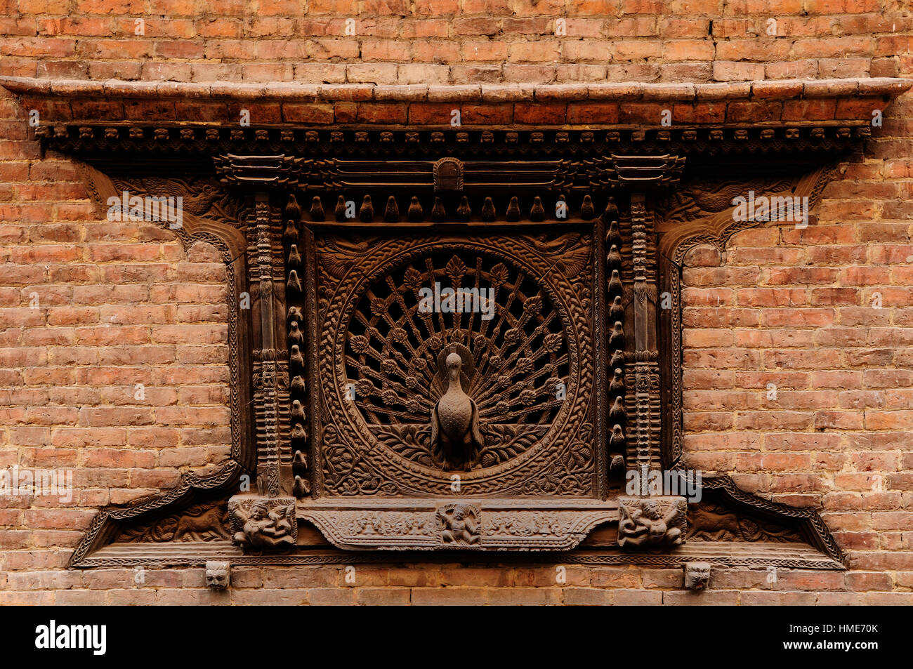 Peacock Window at the ancient 9th century building, Unesco, Bhaktapur ...