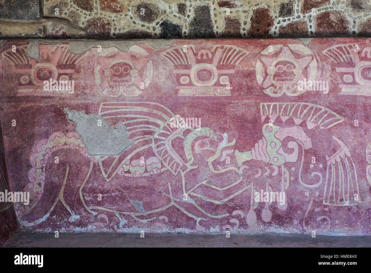 Fresco. Quetzalpapalotl (Butterflies) Palace. Teotihuacan. Mexico Stock ...