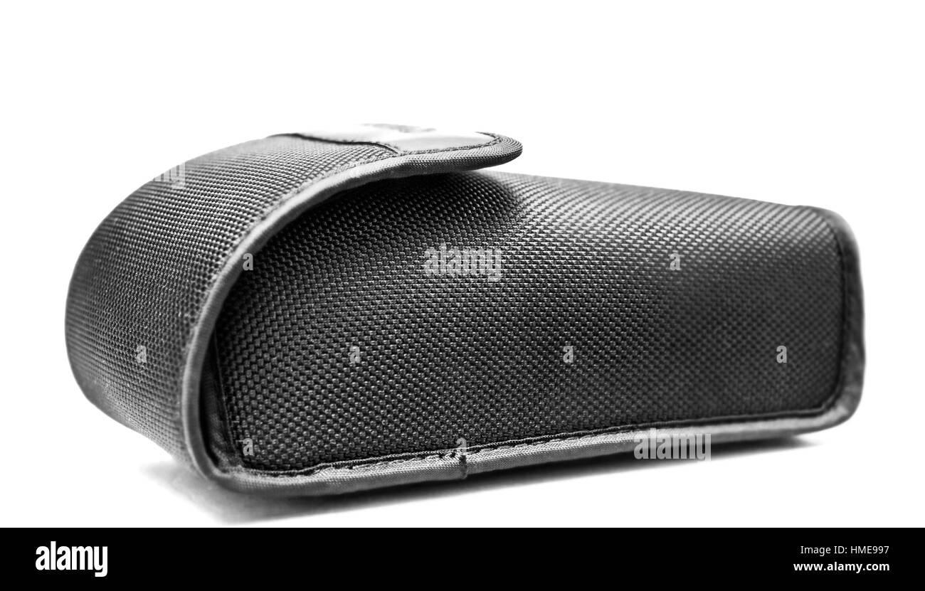 Black case for flash isolation on white background Stock Photo - Alamy