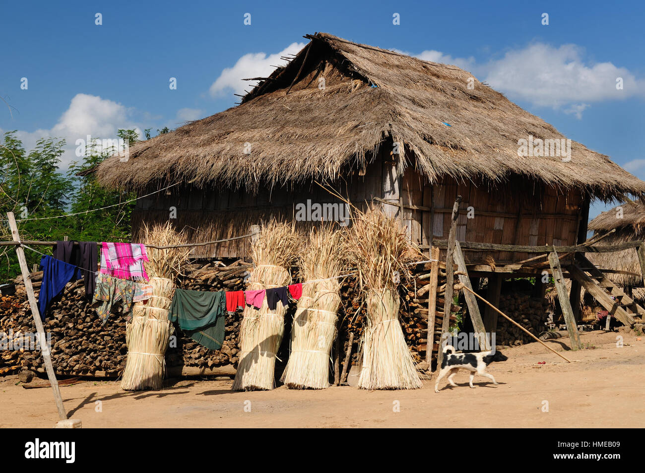 Lao - rural scene on the village near Muang Sing Stock Photo - Alamy